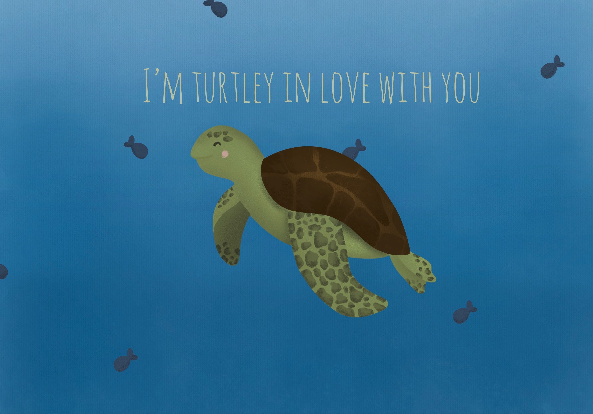 Im turtley in love with you A5 A6 postcard turtle | Etsy