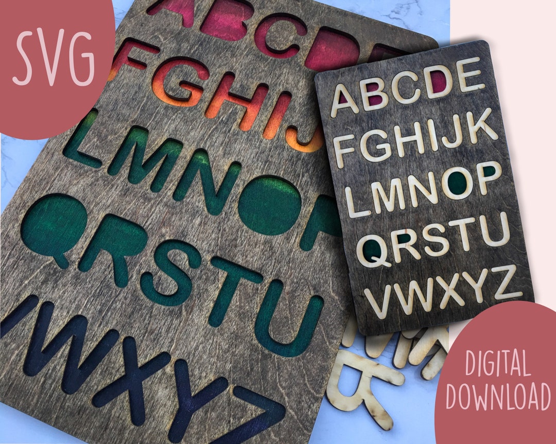 Alphabet Puzzle - SVG for Glowforge/laser Cutter - Kids Puzzle ...