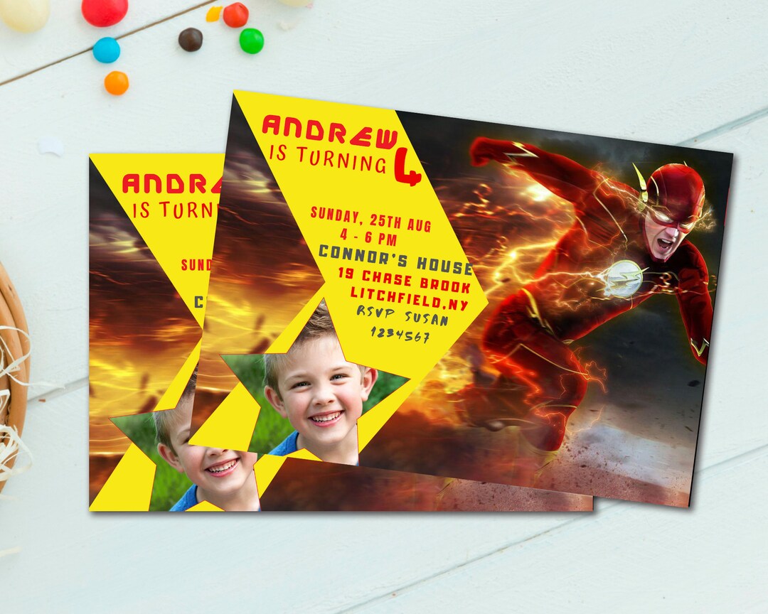 Flash Superhero Birthday, Flash Theme Party, Superhero Birthday Card ...