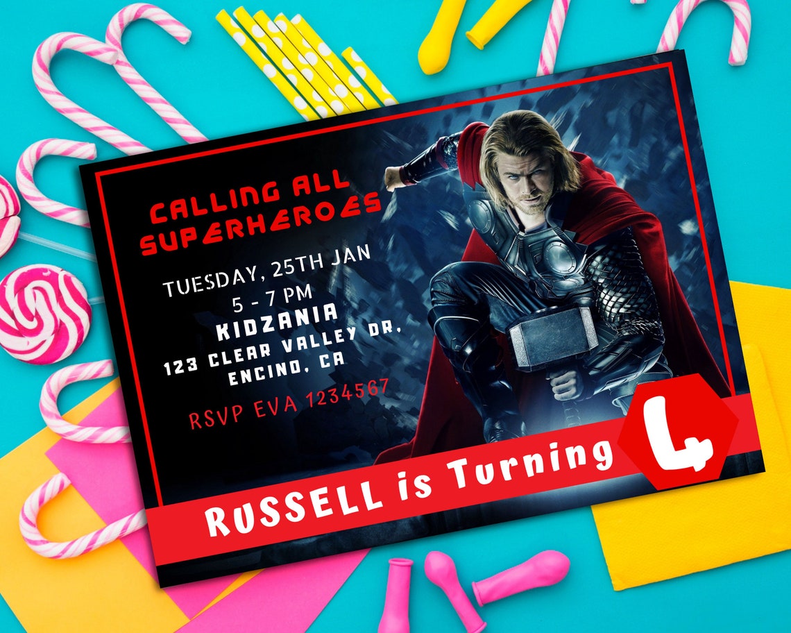 Thor Birthday digital invitation Thor theme party Thor | Etsy