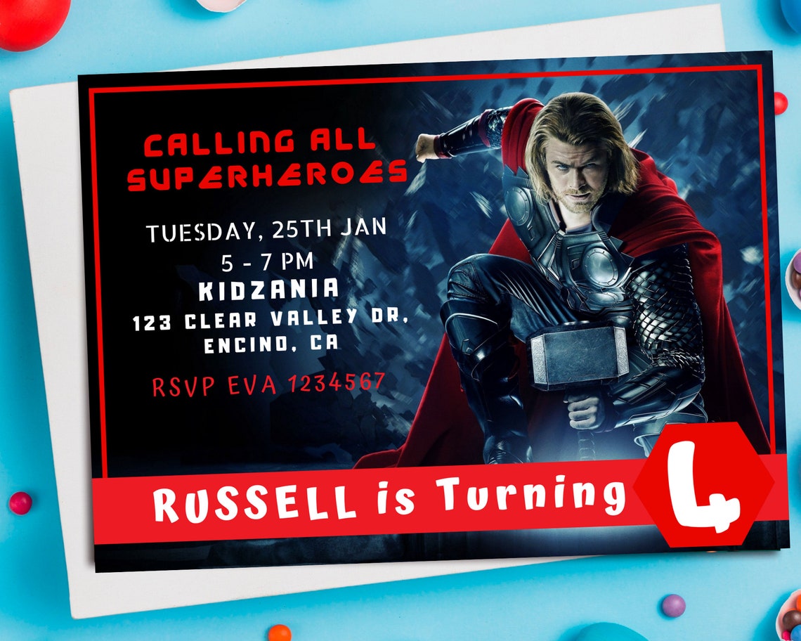 Thor Birthday digital invitation Thor theme party Thor | Etsy