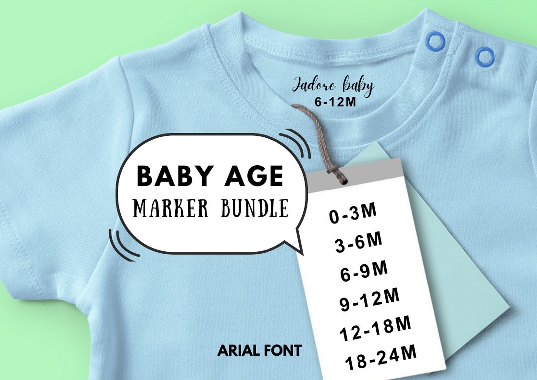 BABY AGE SIZE Stamp Bundle, Clothes Labeling Size Stamp, Rubber Stamp ...