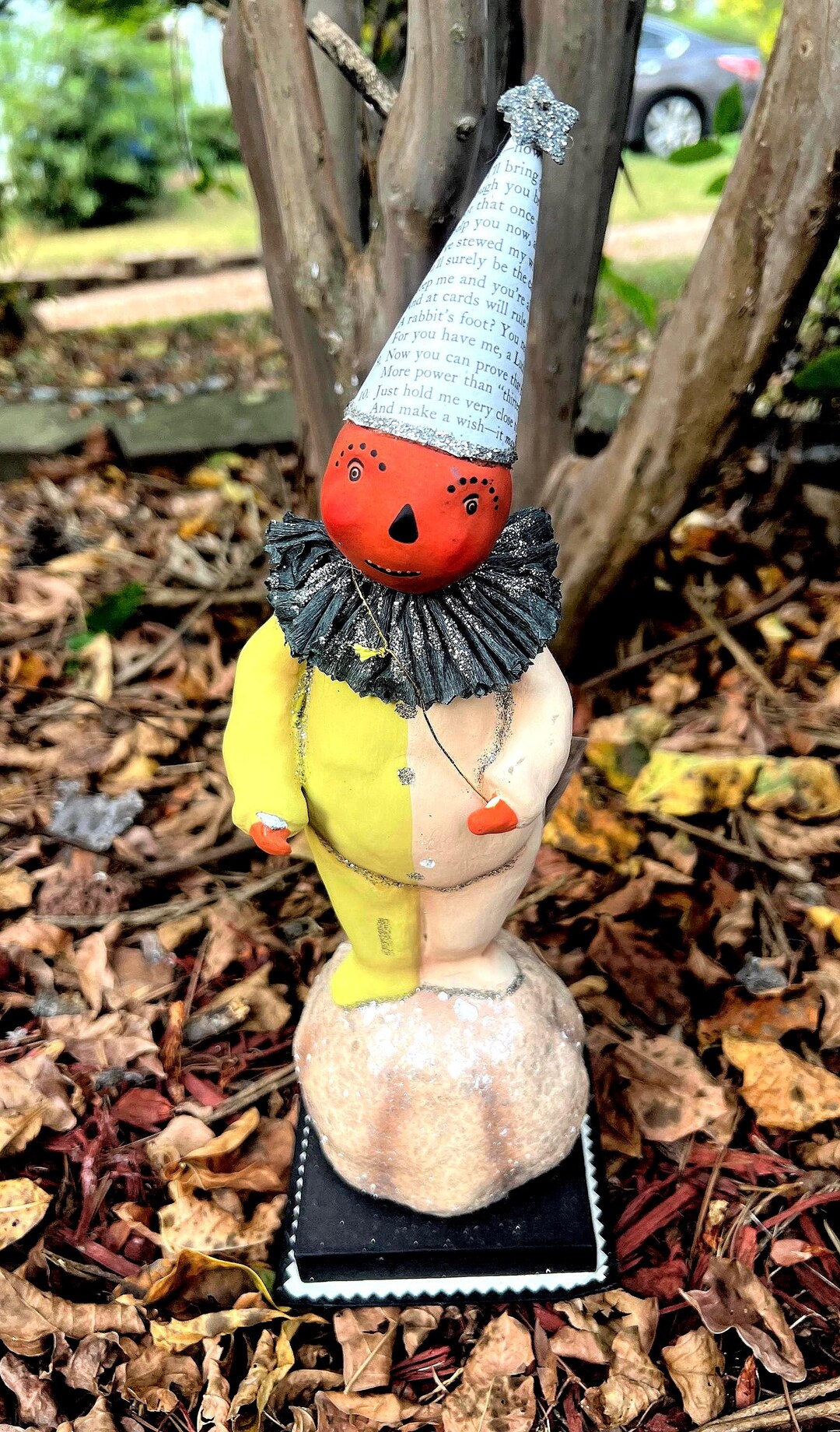 Halloween Festive Folk Art by Dee Foust Jack O Lantern Jester Glitter ...