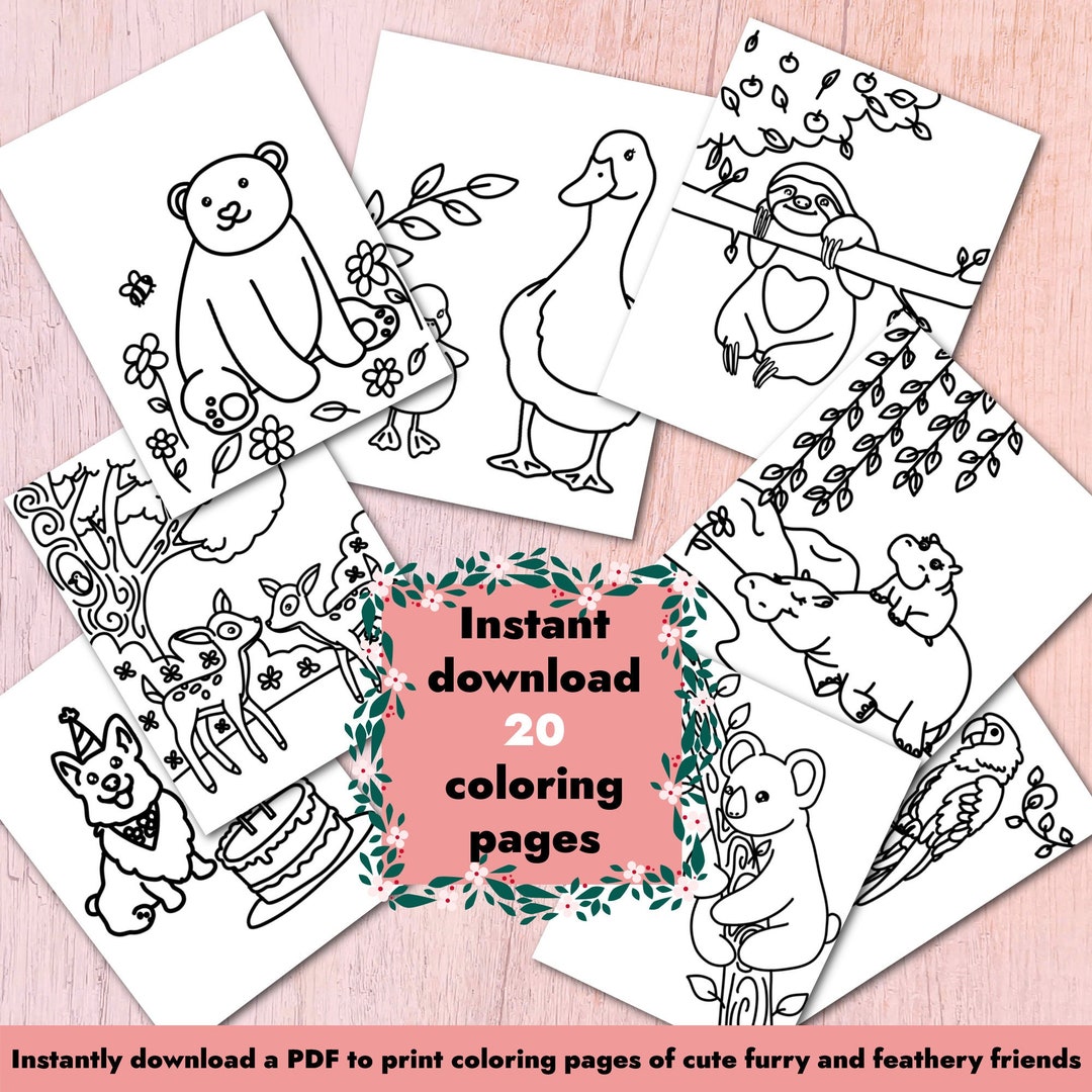 Animals Coloring Pages, Cute Animal Coloring Sheets, Printable Coloring ...