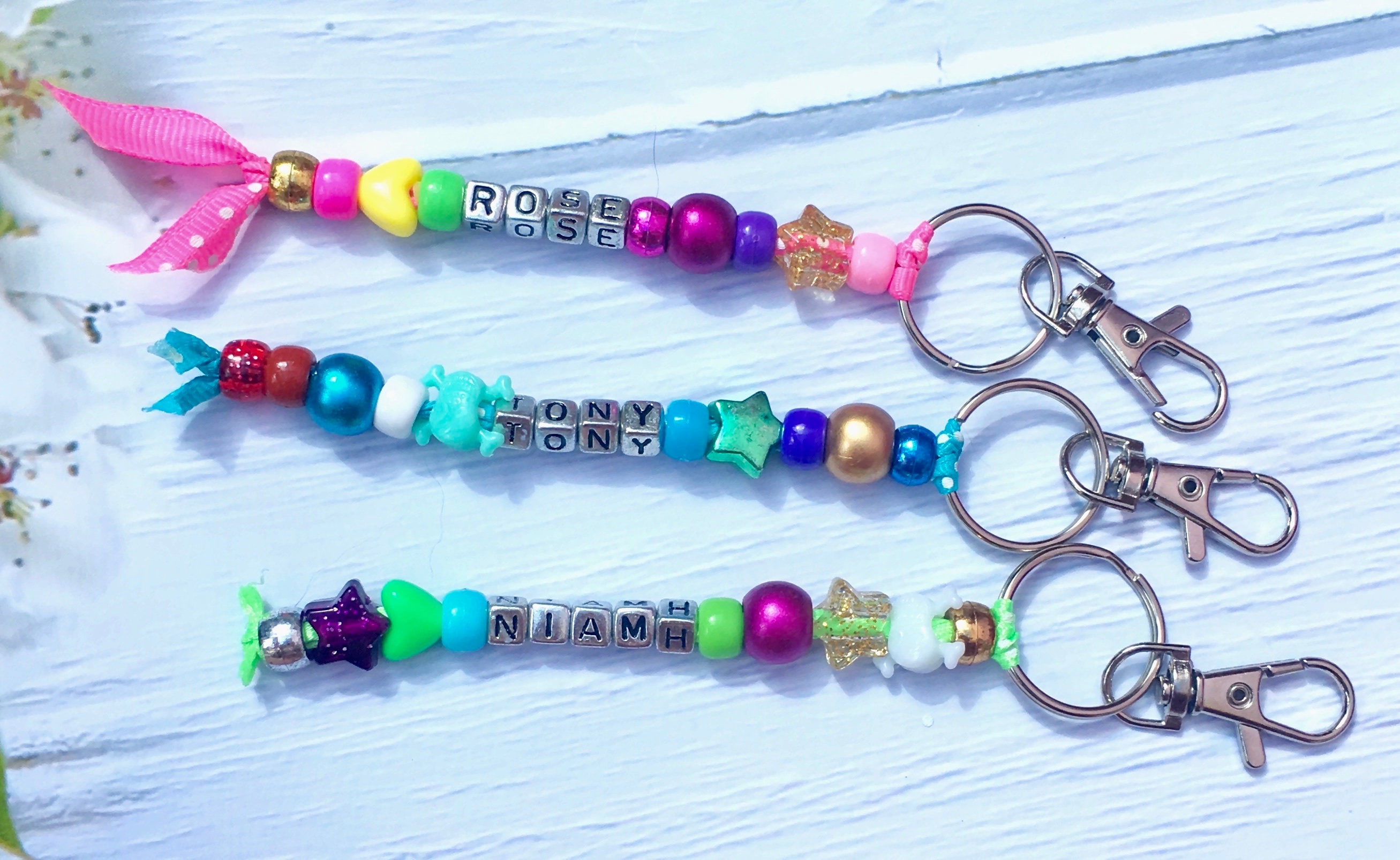 Craft Kit Beaded Keyrings To Make With Childs Name Etsy craft-kit-beaded-keyrings-to-make-with-childs-name-etsy