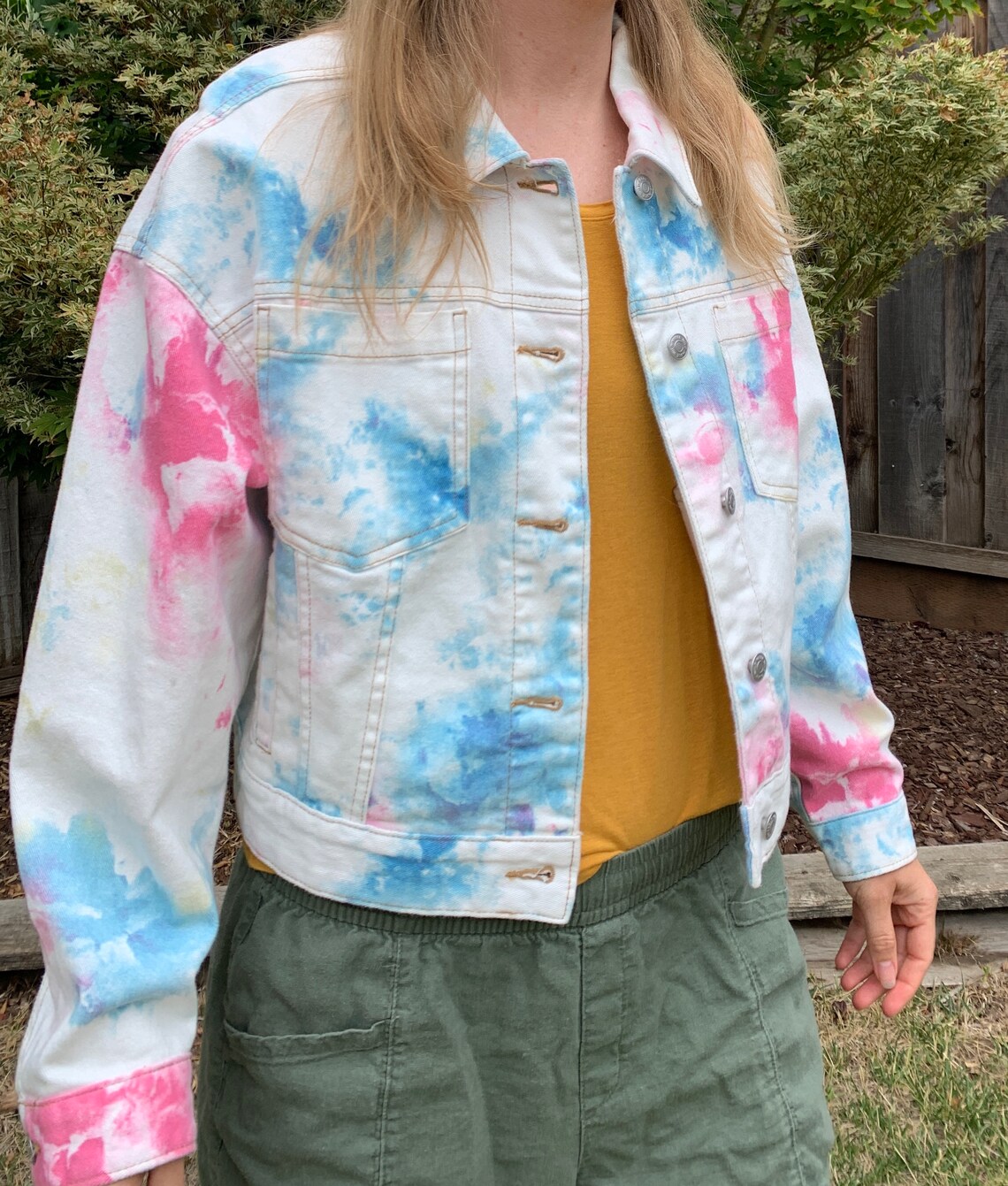 Hand Embroidered Rainbow Tie Dye Denim Jacket Women's - Etsy