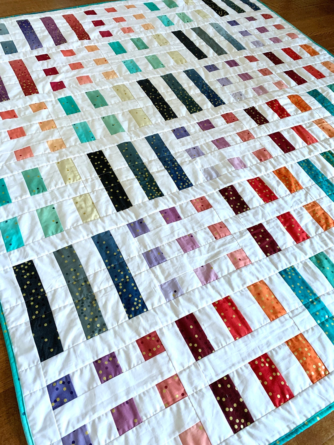 Dot and Dash Throw Quilt Made With Ombre Confetti Dot Fabric - Etsy