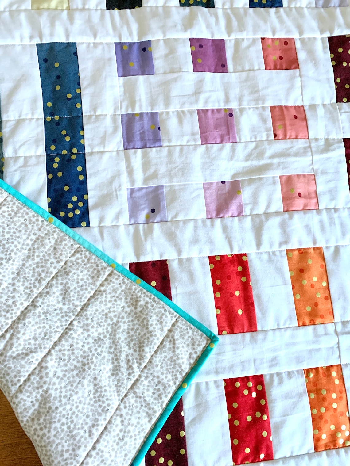 Dot and Dash Throw Quilt Made With Ombre Confetti Dot Fabric - Etsy
