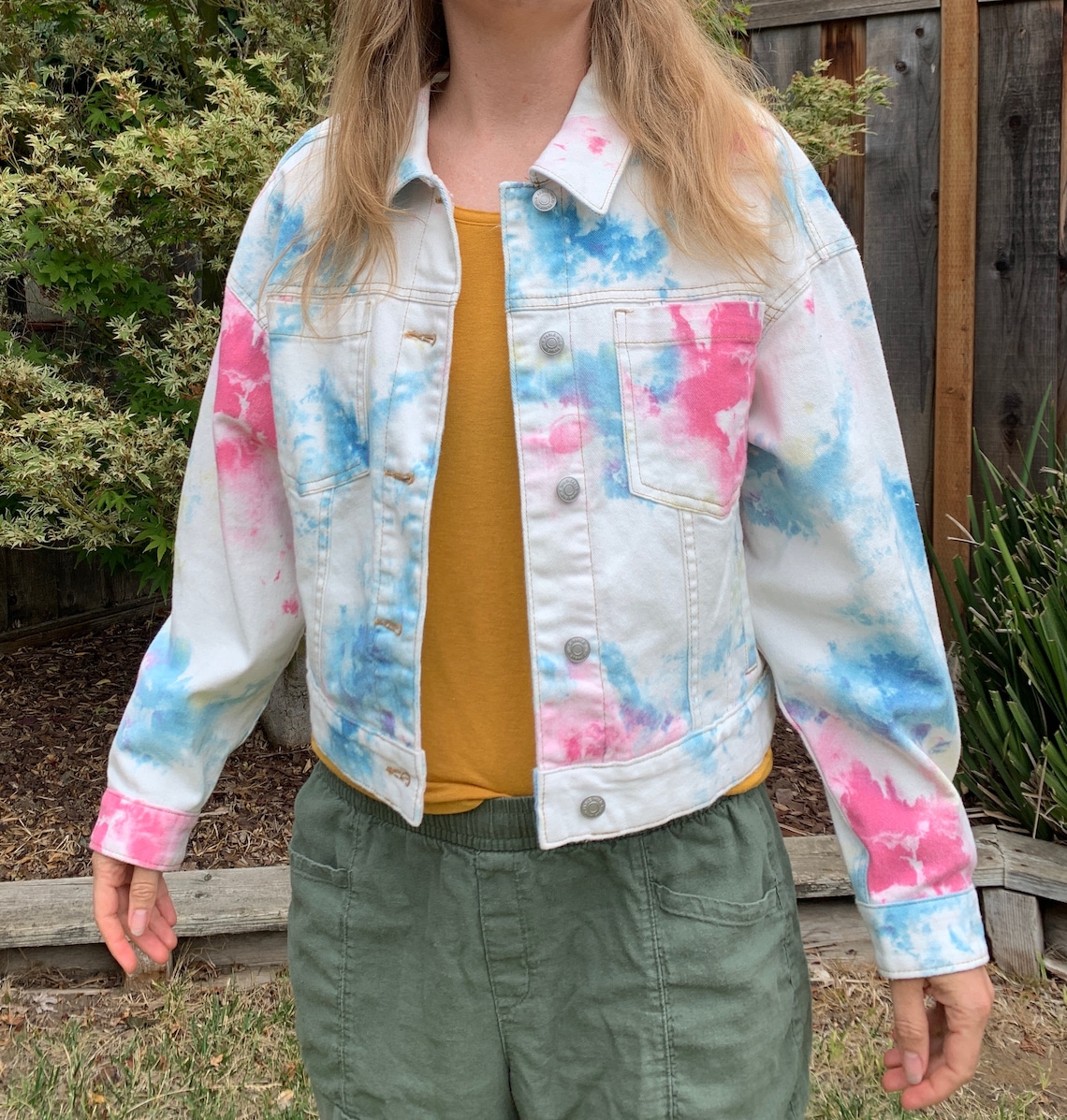 Hand Embroidered Rainbow Tie Dye Denim Jacket Women's - Etsy