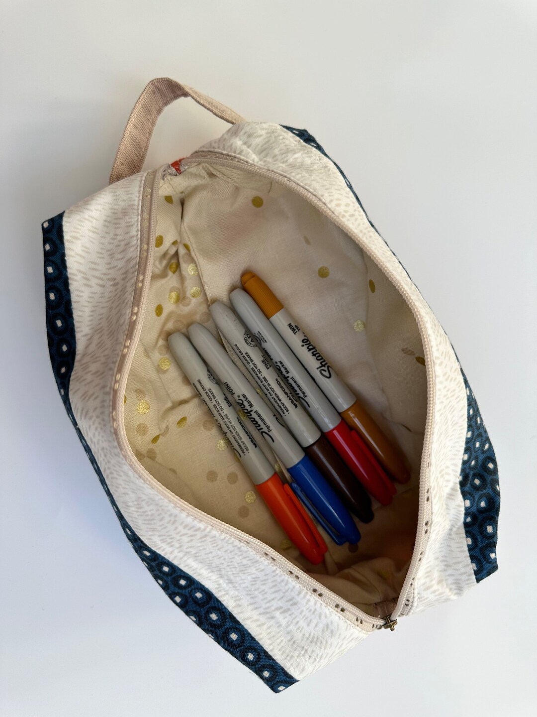 Lace Zipper Boxy Pouches With Blue, Orange, and Off-white Fabric - Etsy