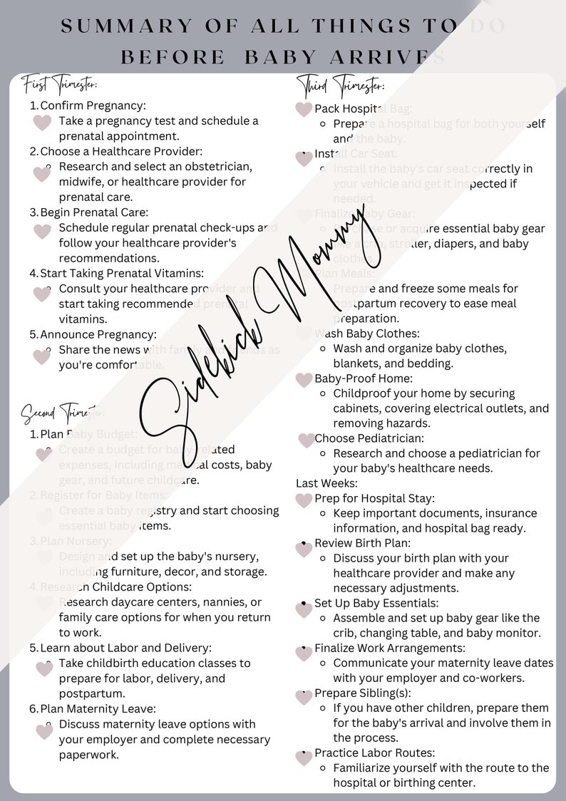 Pregnancy Checklists Bundle Printable, Pregnancy to Do Lists PDF ...