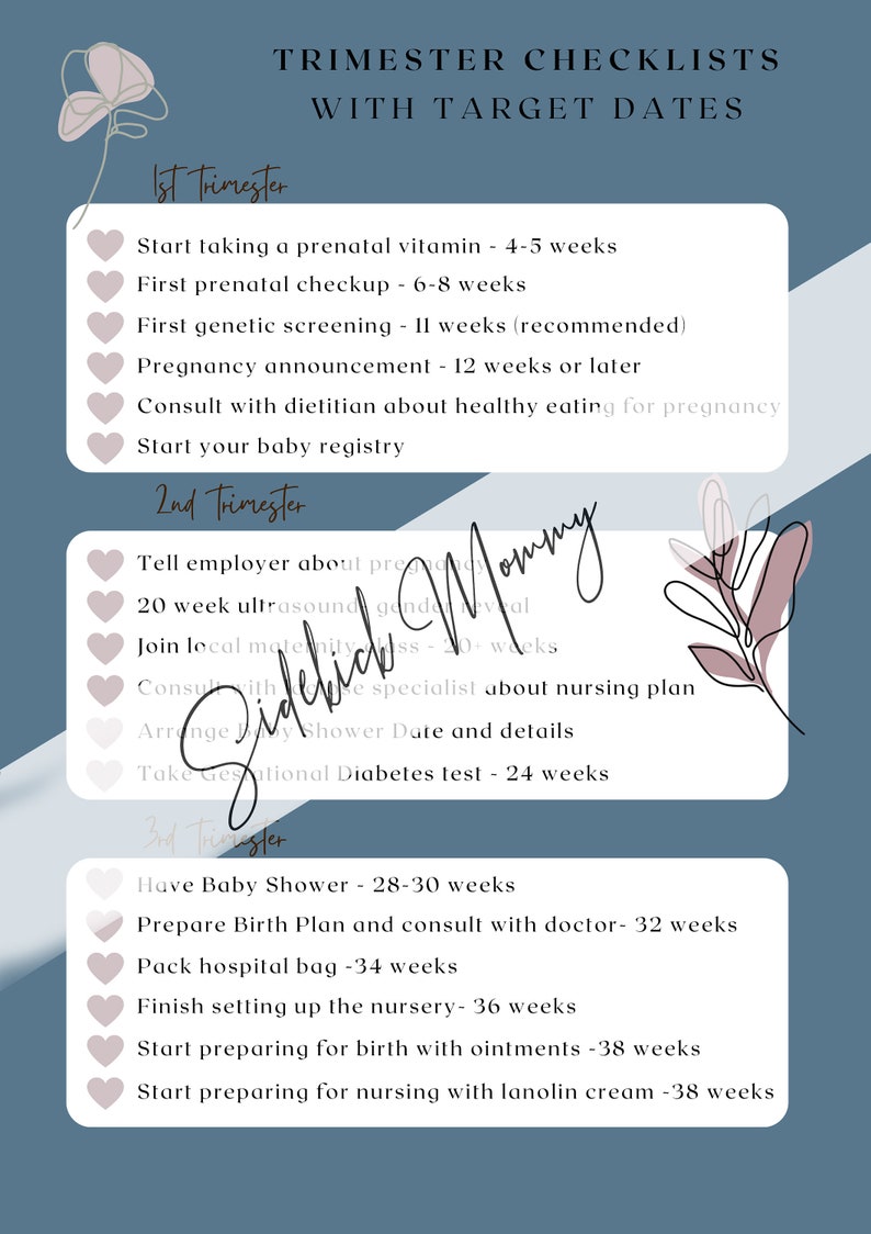 Pregnancy Checklists Bundle Printable, Pregnancy to Do Lists PDF ...