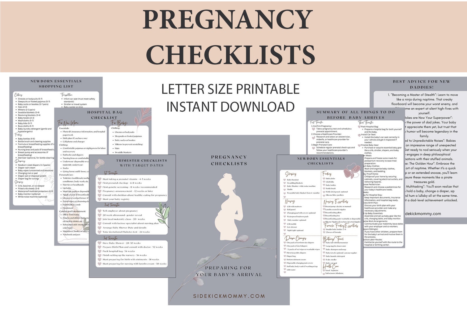 Pregnancy Checklists Bundle Printable, Pregnancy to Do Lists PDF ...