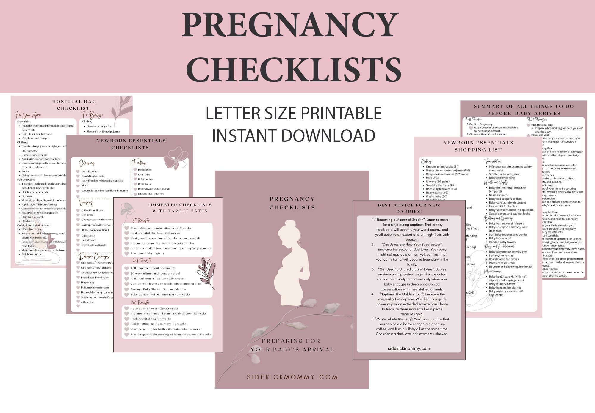 Pregnancy Checklists Bundle Printable, Pregnancy to Do Lists PDF ...