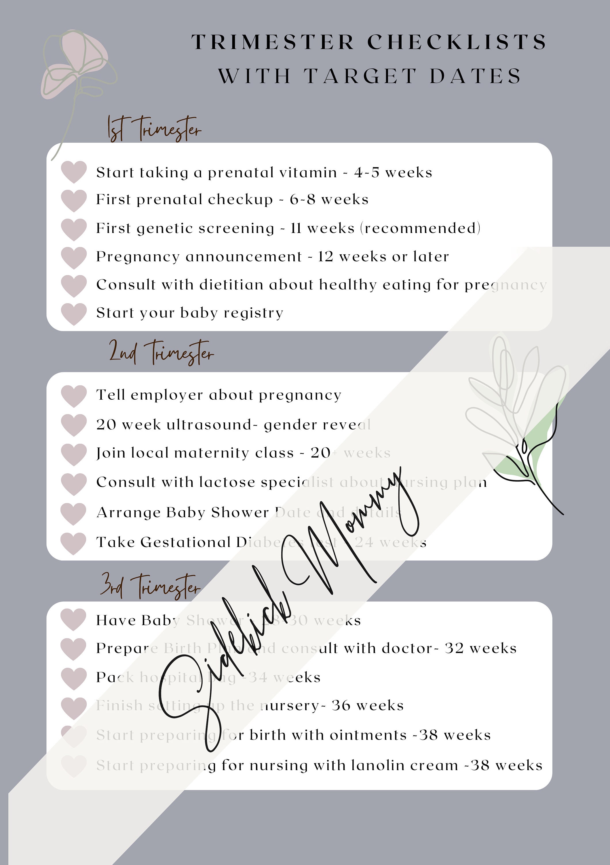 Pregnancy Checklists Bundle Printable, Pregnancy to Do Lists PDF ...