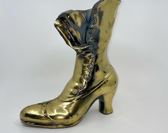 Vintage Brass Boot/ Victorian/ Laced Boot/ Brass/ Very Heavy - Etsy
