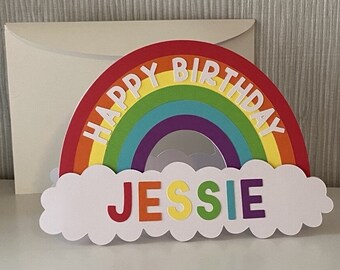 Rainbow Birthday Card, Happy Birthday Rainbow Card, Colorful Birthday ...