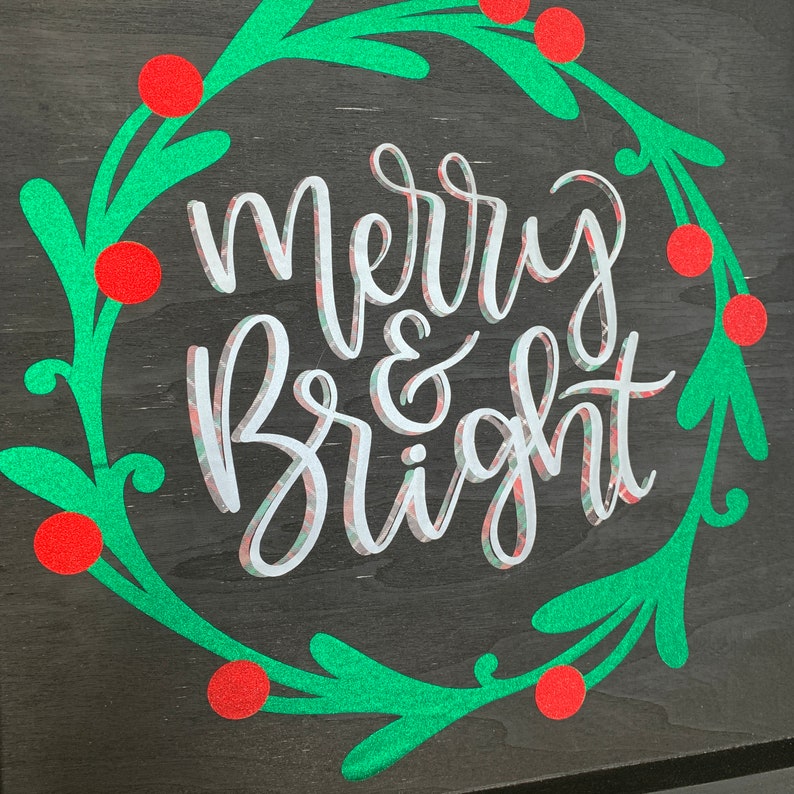 Merry and Bright / Christmas Decor / Christmas Wall Art / Christmas ...