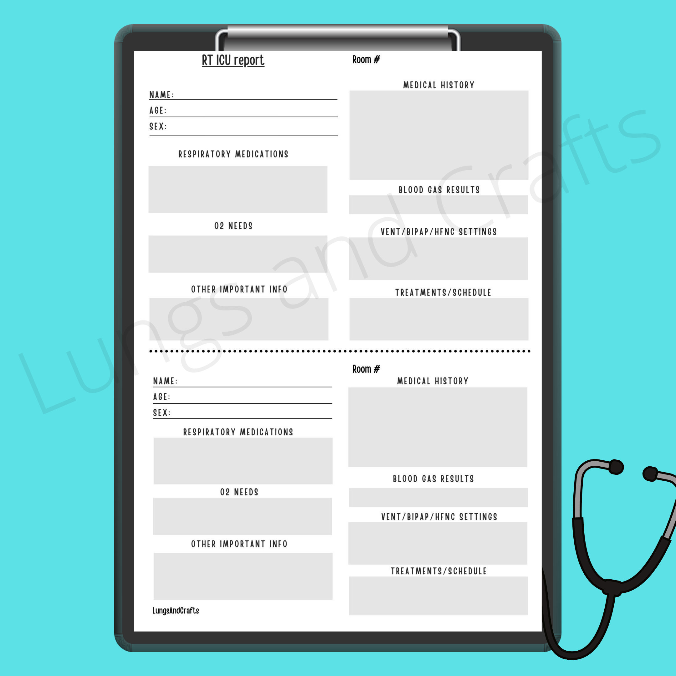 Respiratory Therapist ICU Report Sheet / RT Assignment Sheet / ICU ...