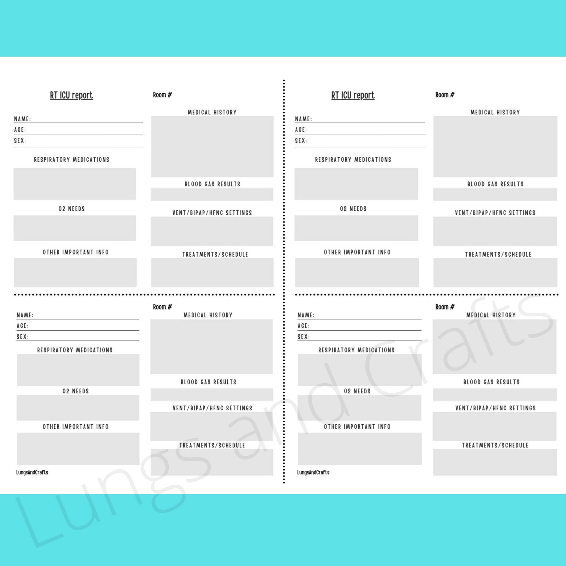 Respiratory Therapist ICU Report Sheet / RT Assignment Sheet / ICU ...