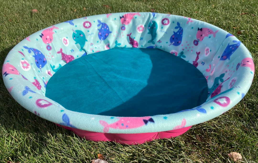 SHIPS FREE SMALL Fleece Whelping Pool Box Bed Cover Swimming Narwhals ...