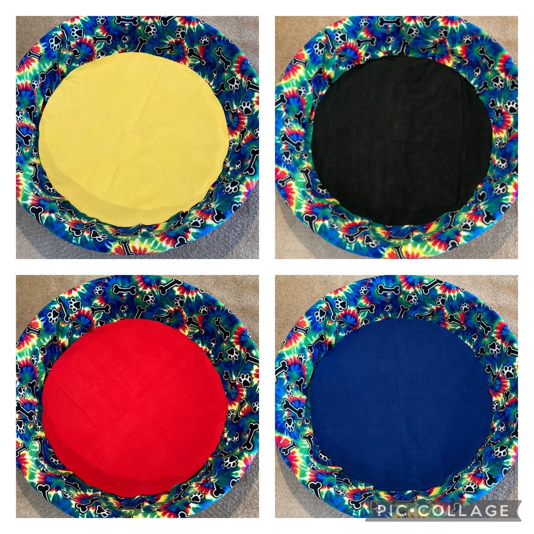 SHIPS FREE MEDIUM Fleece Whelping Pool Cover Tie Dye Paw Prints and ...