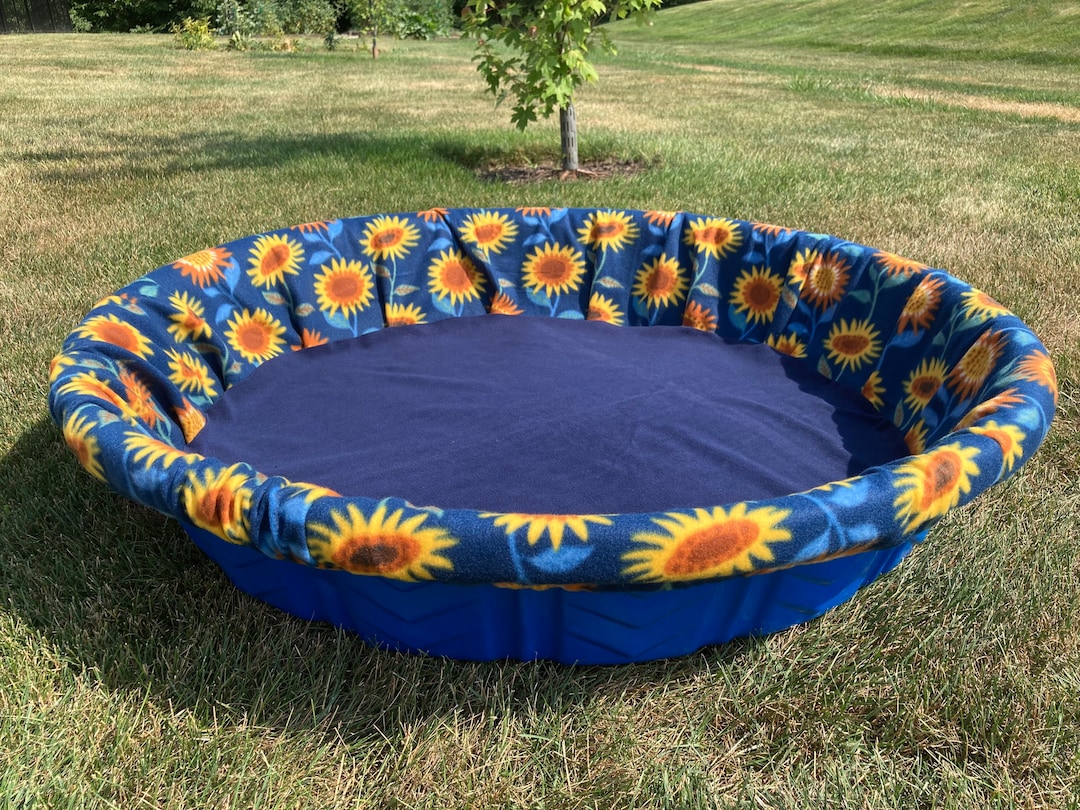 LARGE Fleece Whelping Pool Cover - Sunflowers on Navy - Navy Bottom - Etsy