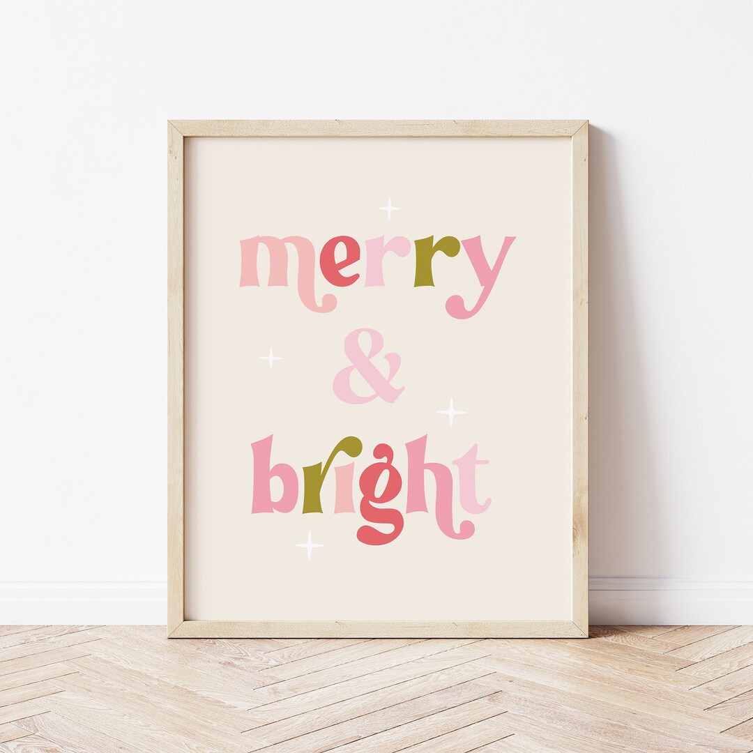 Merry and Bright Print, Colorful Christmas Print, Christmas Printable ...