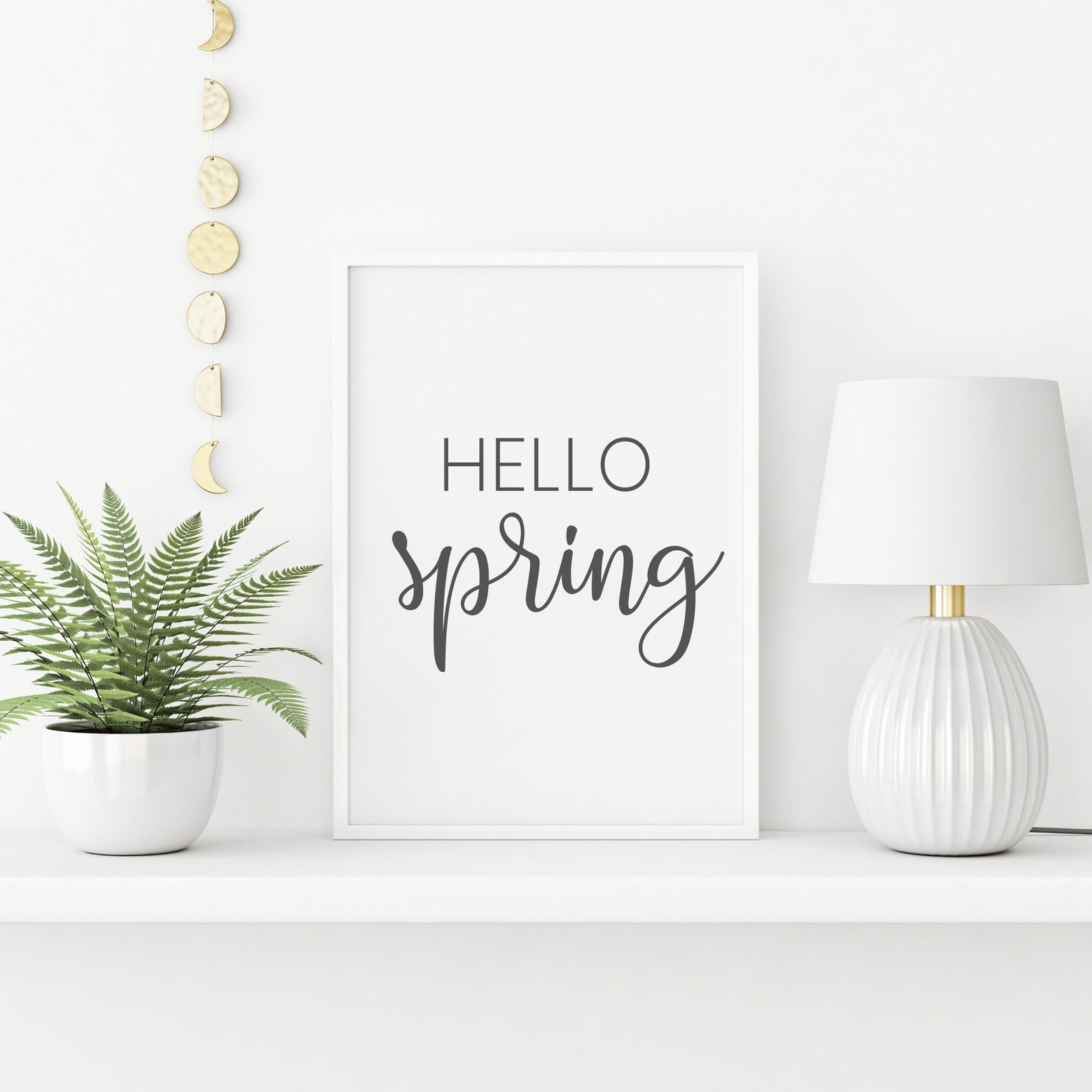 Hello Spring Print Typography Printables Hello Spring Wall - Etsy
