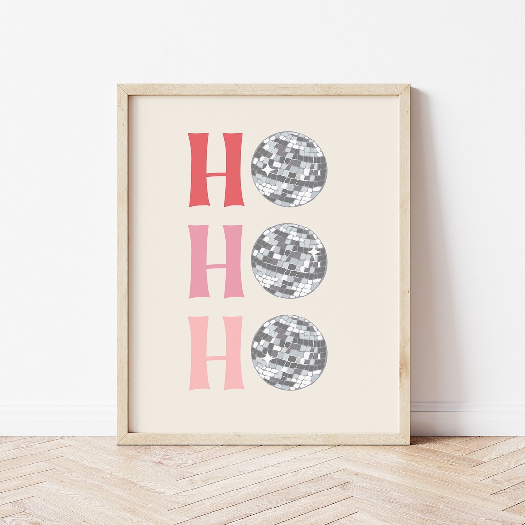Ho Ho Ho Print, Christmas Printable, Disco Ball Print, Groovy Christmas ...