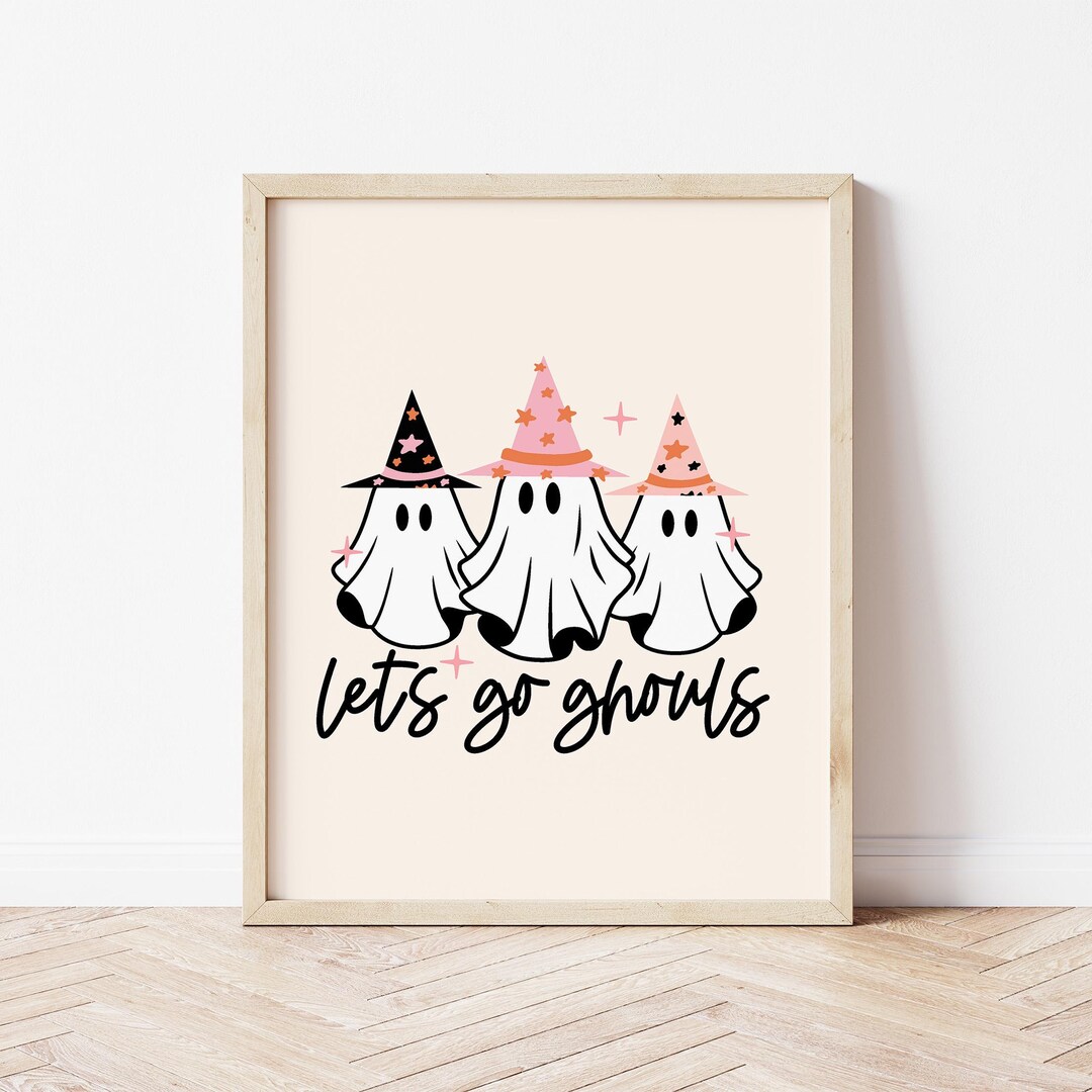 Lets Go Ghouls Print, Boho Halloween Print, Kids Halloween Decor ...