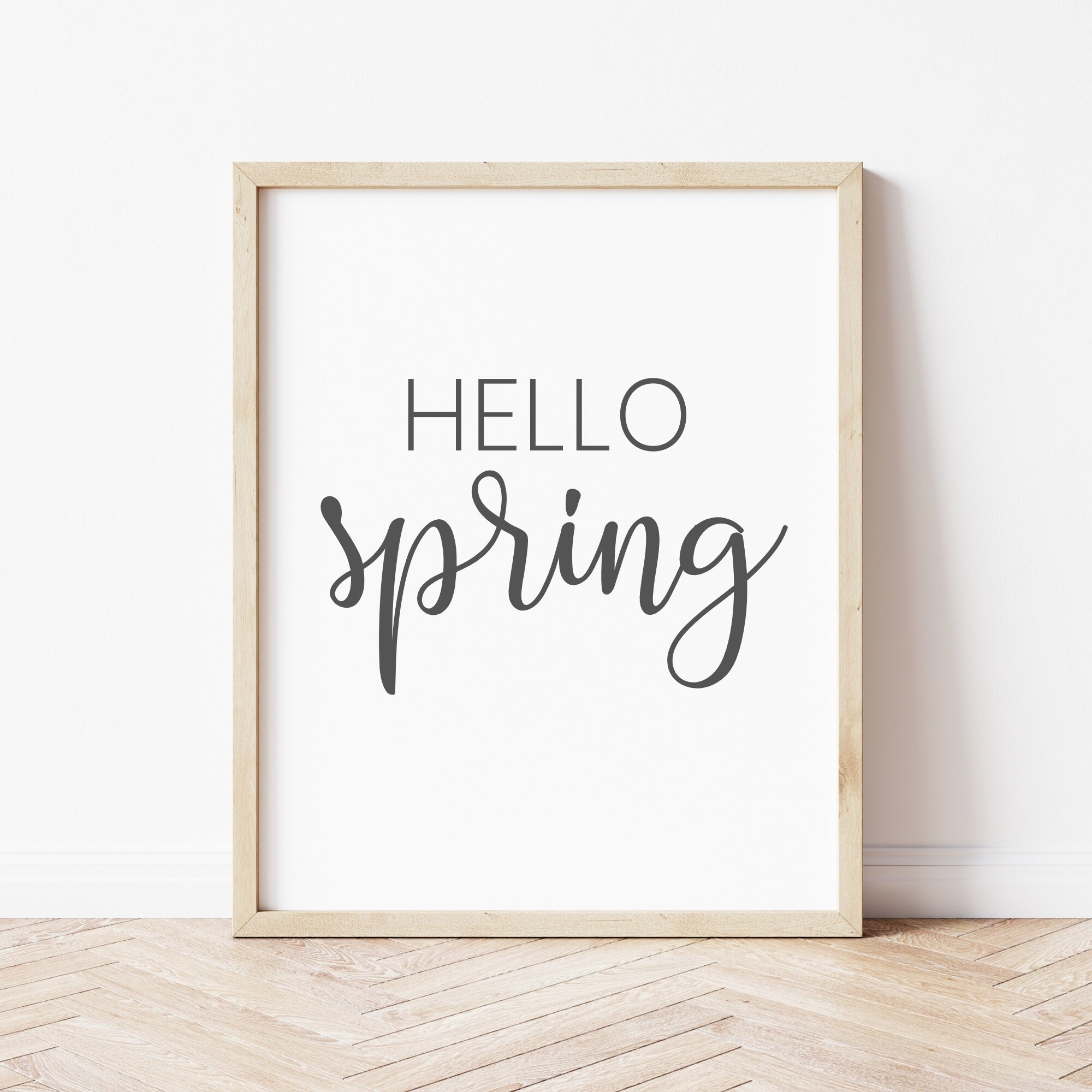 Hello Spring Print Typography Printables Hello Spring Wall - Etsy