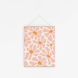 Pink Groovy Flowers Print, Boho Wall Art, Flower Prints, Groovy ...