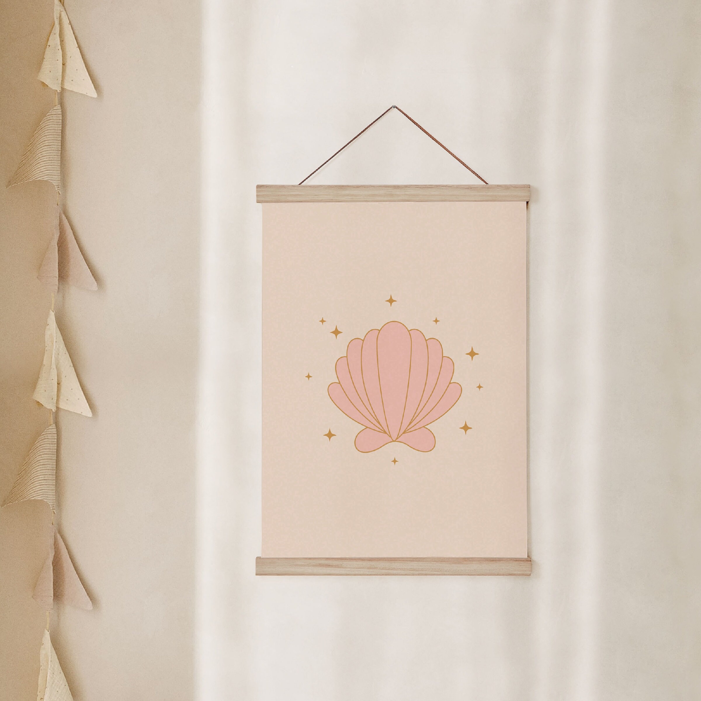 Sea Shell Print Boho Nursery Printable Pink Clam Shell - Etsy