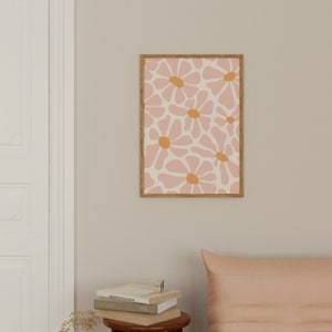 Pink Groovy Flowers Print, Boho Wall Art, Flower Prints, Groovy ...