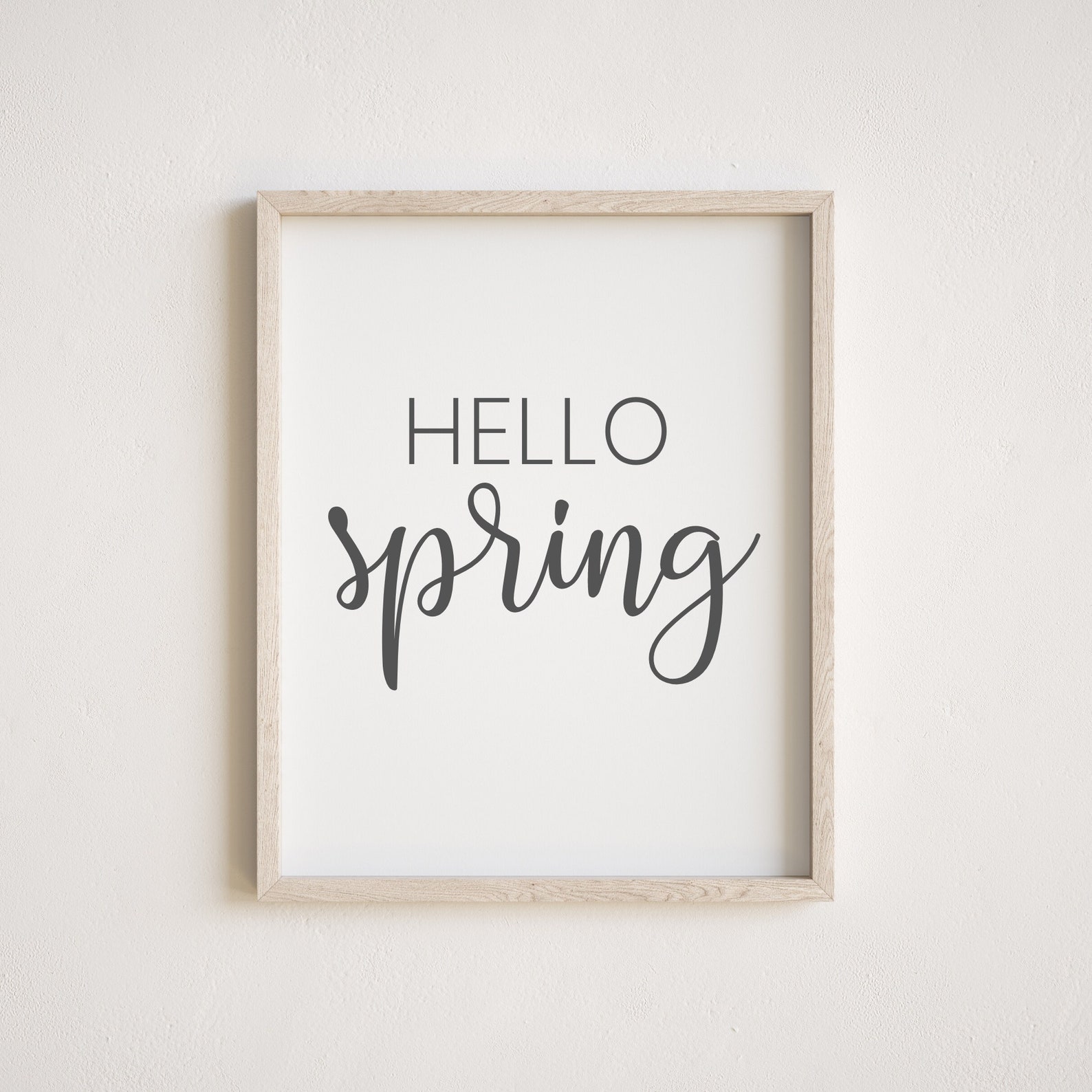 Hello Spring Print Typography Printables Hello Spring Wall - Etsy