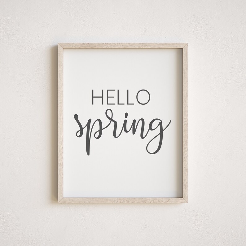 Hello Spring Print Typography Printables Hello Spring Wall - Etsy
