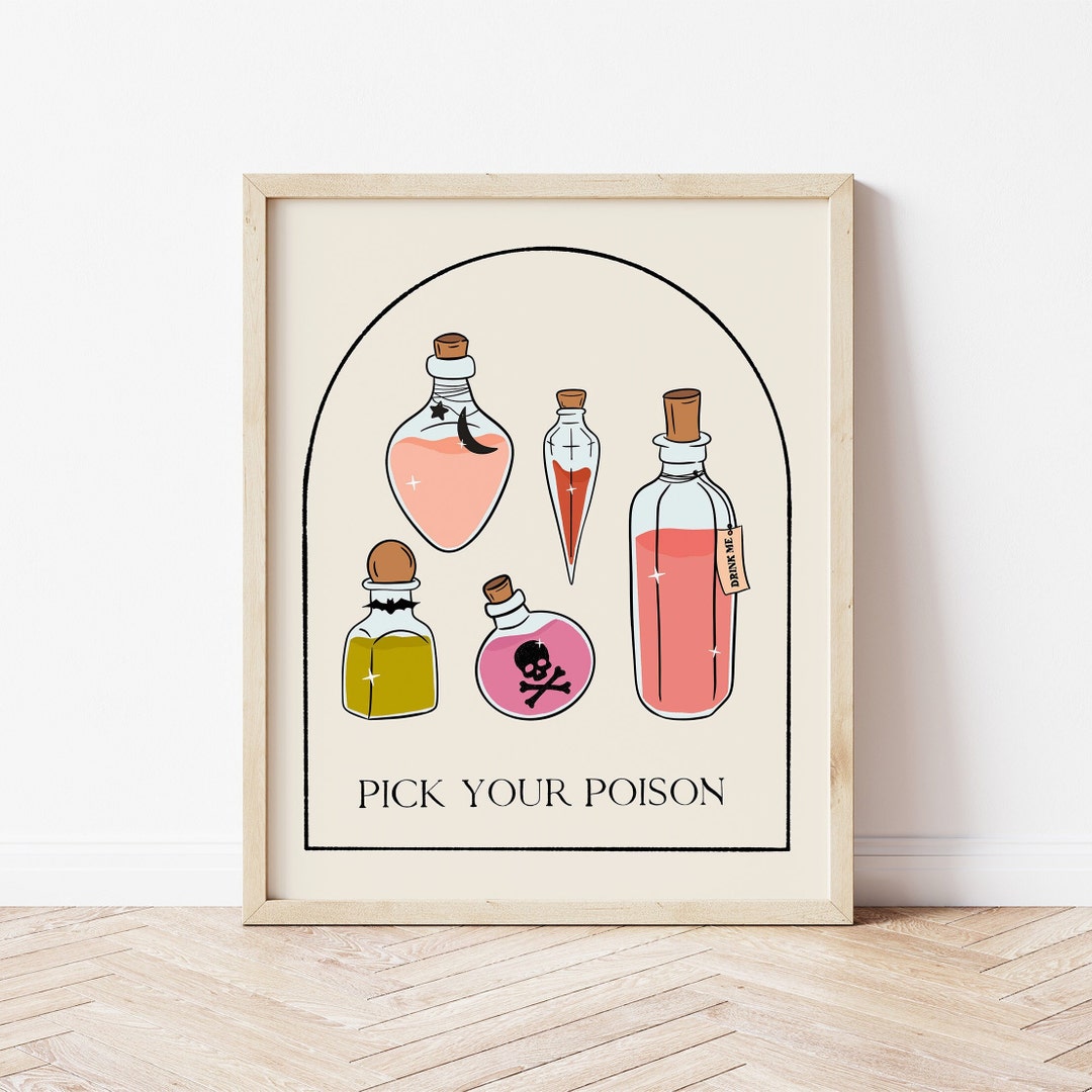 Pick Your Poison Print, Halloween Potions, Retro Halloween Print ...