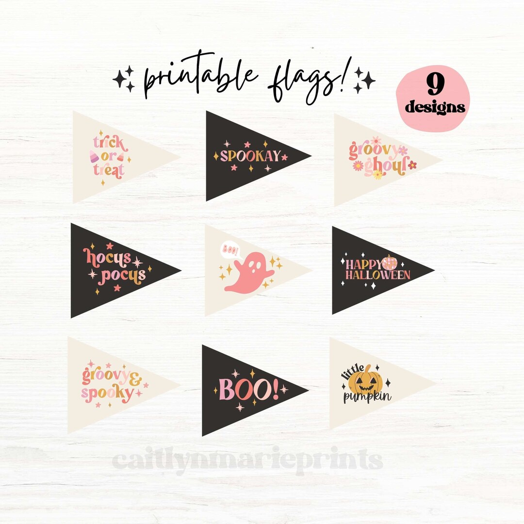 Halloween Pennant Flags Groovy Halloween Flags Printable - Etsy