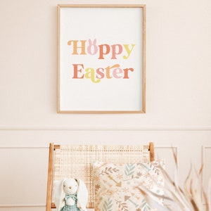 Hoppy Easter Print, Spring Wall Art, Kids Easter Print, Spring ...