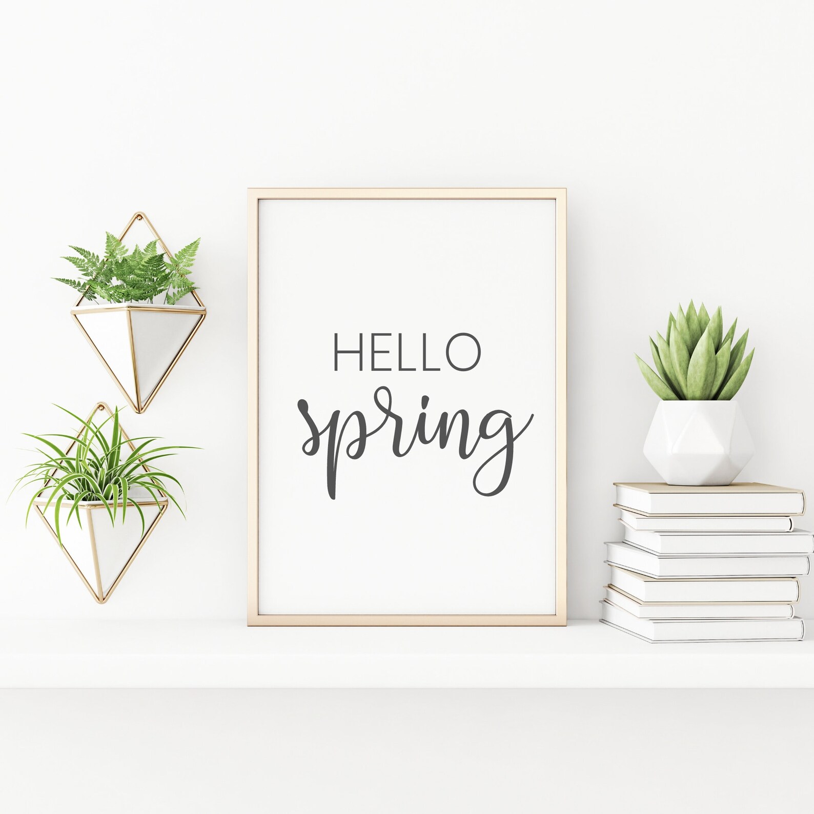 Hello Spring Print Typography Printables Hello Spring Wall - Etsy