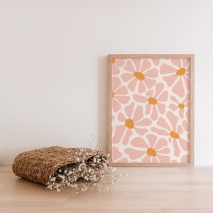 Pink Groovy Flowers Print, Boho Wall Art, Flower Prints, Groovy ...