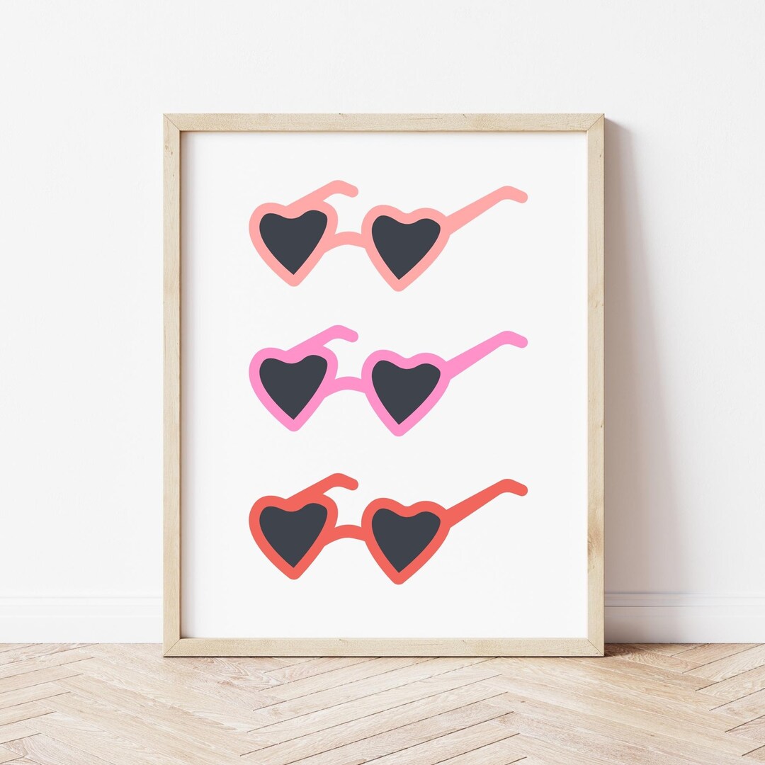 Heart Glasses Print, Valentines Day Print, Kids Valentines, Boho ...