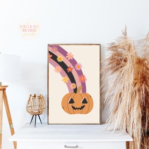 Rainbow Pumpkin Print Boho Halloween Print Groovy Pumpkin - Etsy