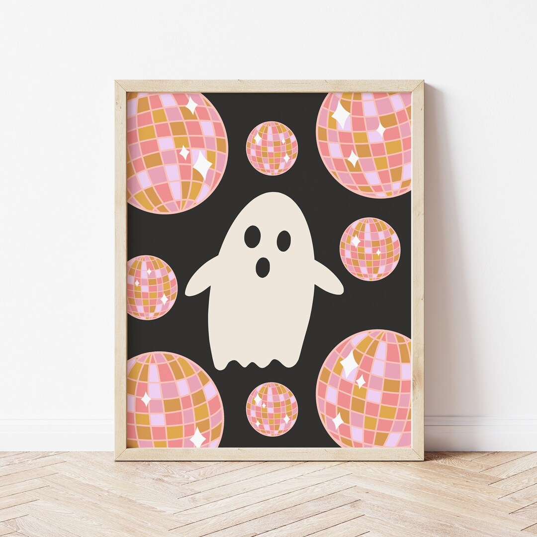 Disco Ghost Print, Groovy Halloween Prints, Disco Halloween, Halloween ...