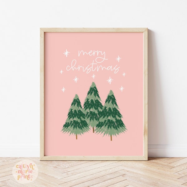 Pink Christmas Print - Etsy