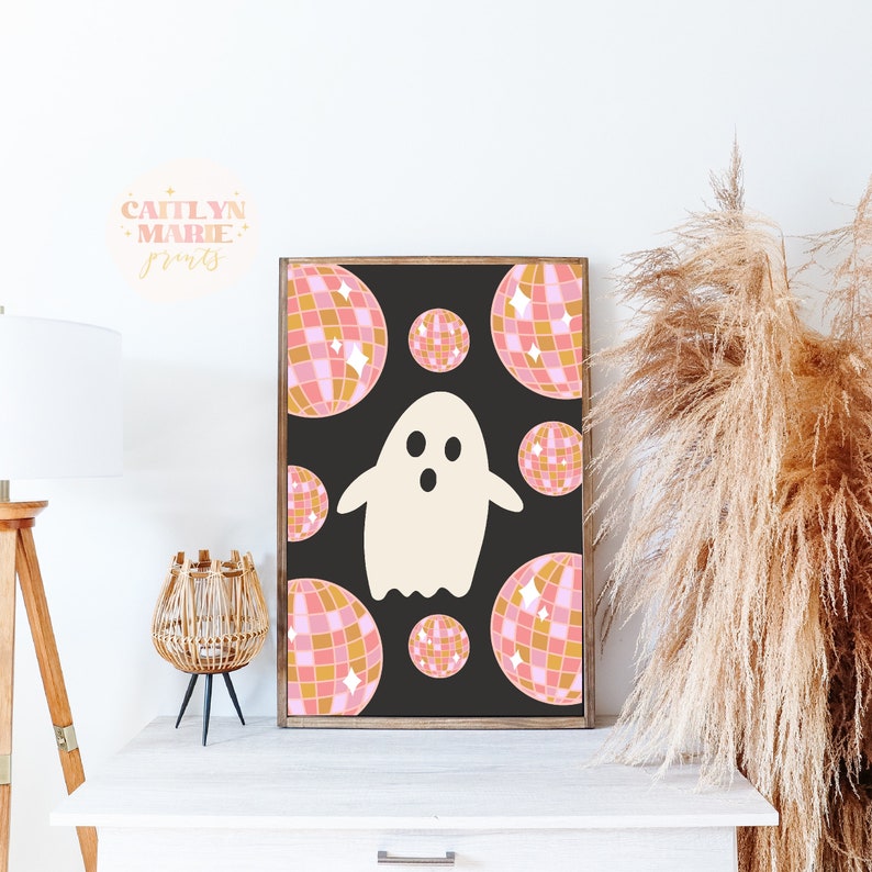 Disco Ghost Print Groovy Halloween Prints Disco Halloween - Etsy