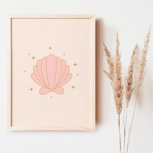 Sea Shell Print, Boho Nursery Printable, Pink Clam Shell, Girls Nursery ...