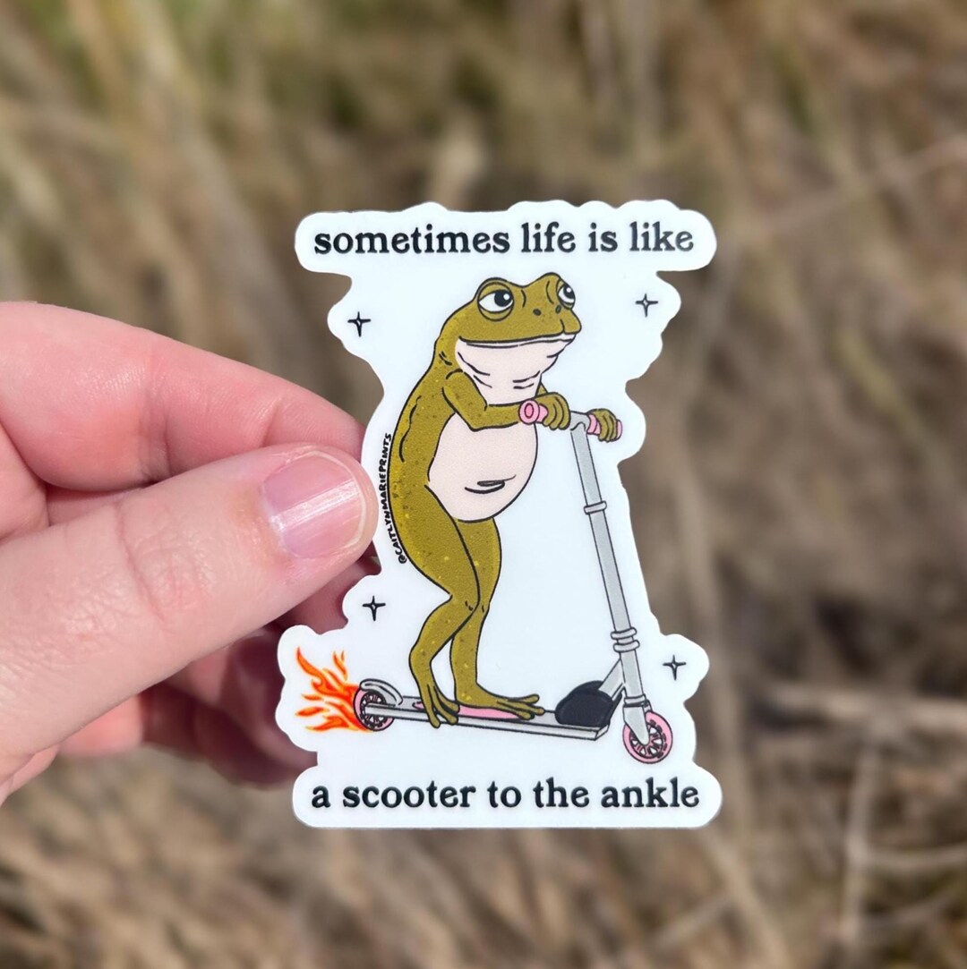 Funny Frog on Scooter Sticker, Funny Frog Sticker, Cute Frog Stickers ...