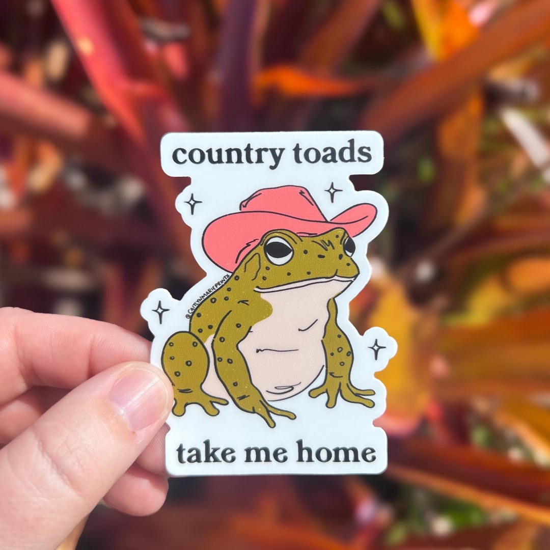Country Toads Take Me Home Sticker, Cowboy Frog Sticker, Cute Western ...
